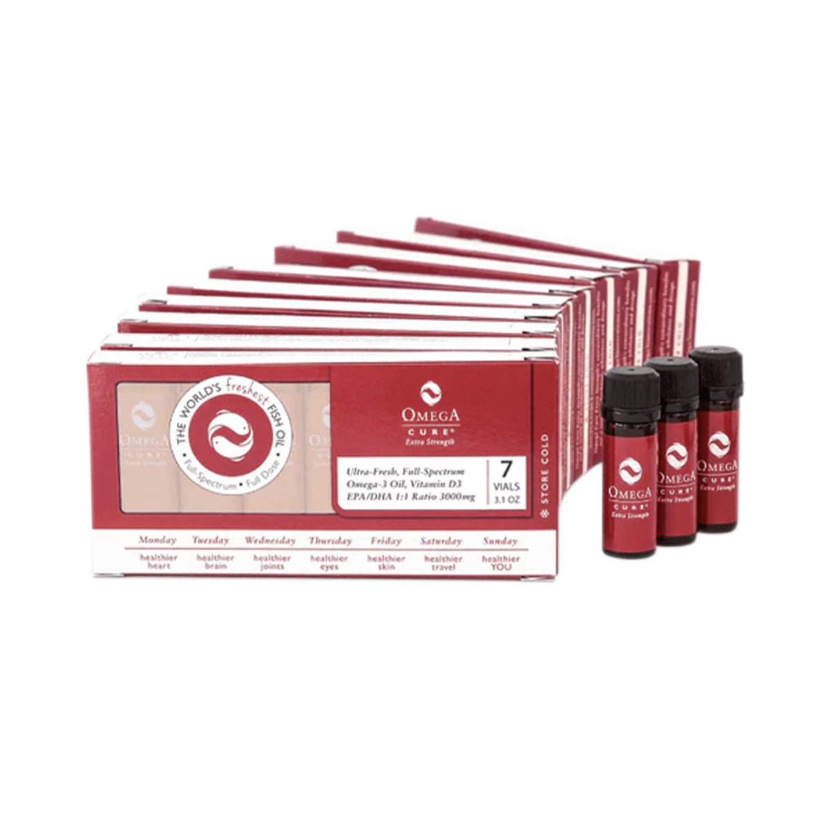 Omega Cure Extra Strength Pure Liquid Omega 3 Vials (9-Pack, 63 Vials)