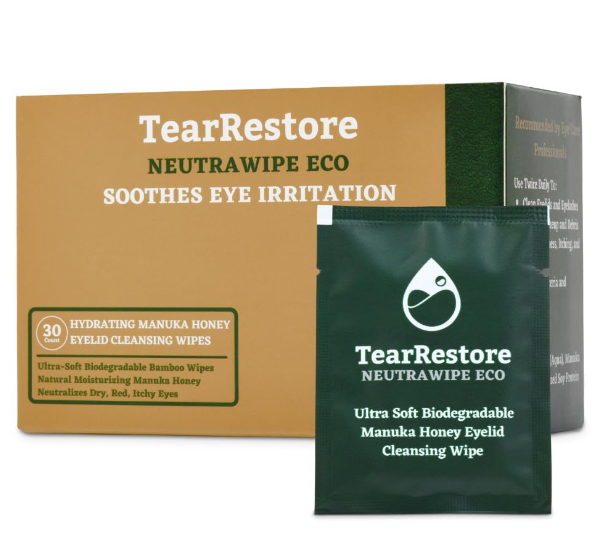 TearRestore NeutraWipe Eco Manuka Honey Eyelid Wipes | Ultra-Soft Biod